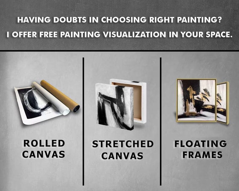 Geometric Loops Art Black and White Painting Monochrome Painting Simple ...