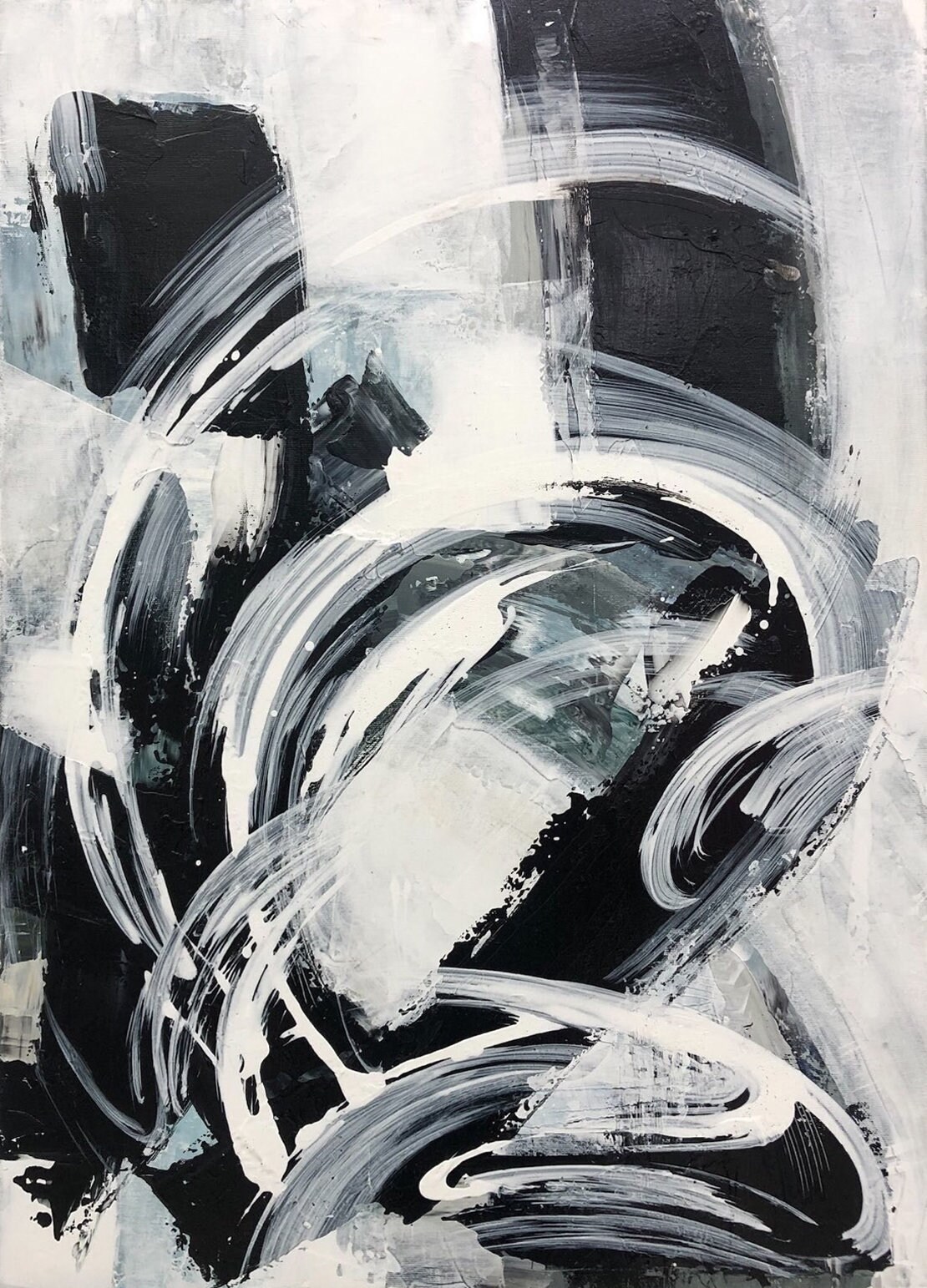 Abstract Expressionism Painting Monochrome Palette Black and White ...