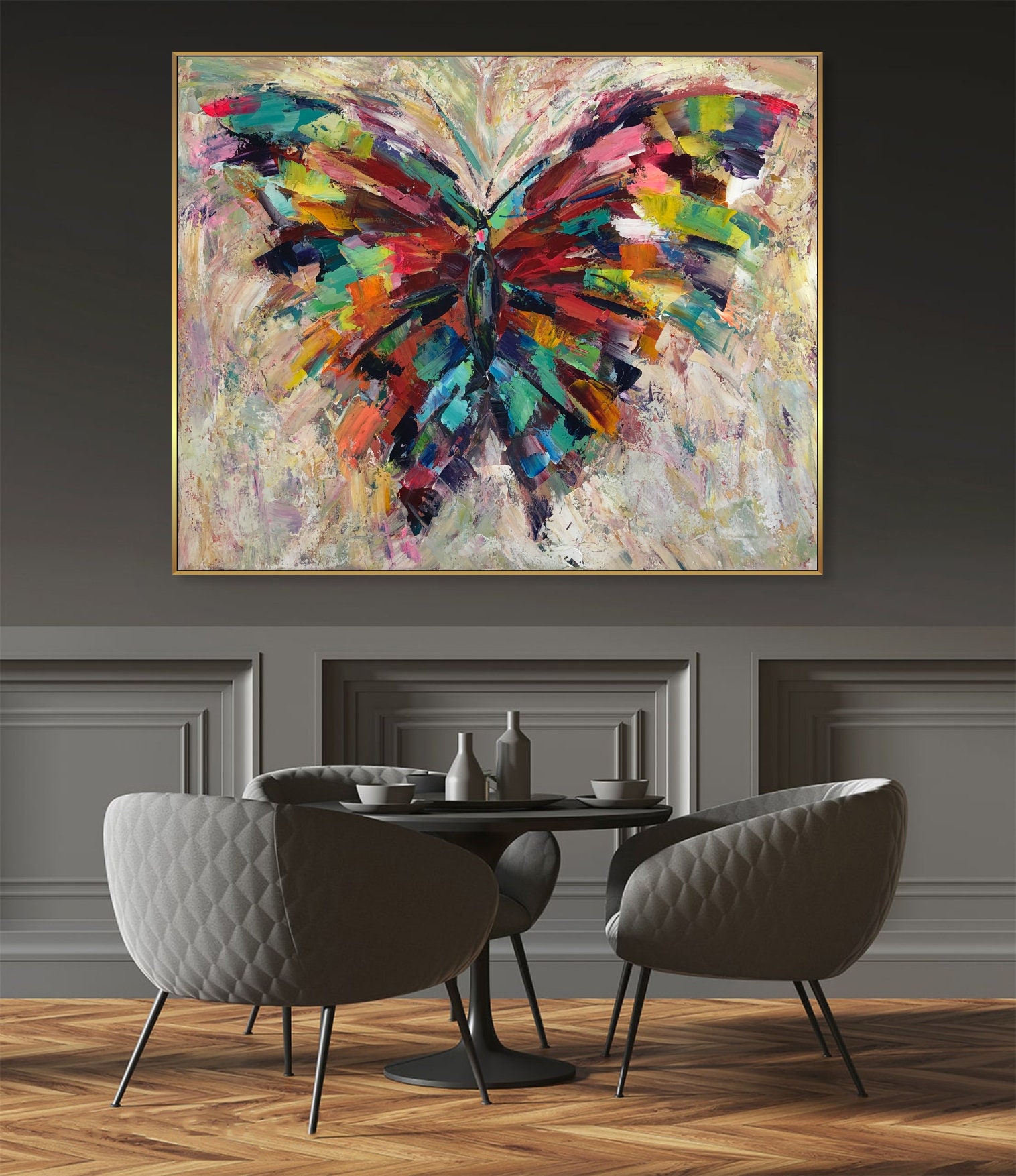 Original Abstract Colorful Butterfly Paintngs on Canvas Minimalist ...