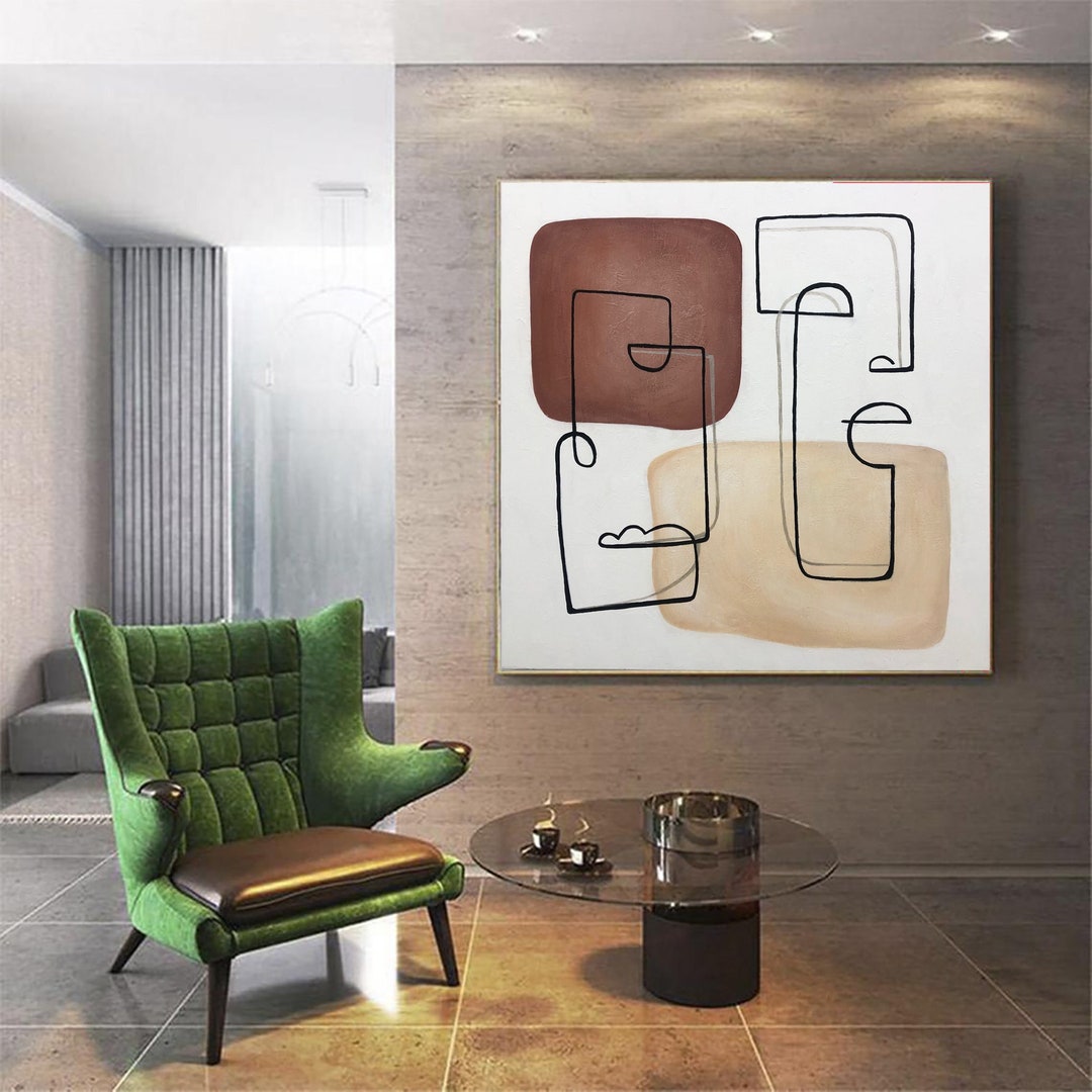 Large Framed Wall Art Beige Paintings on Canvas Fine Art Painting ...