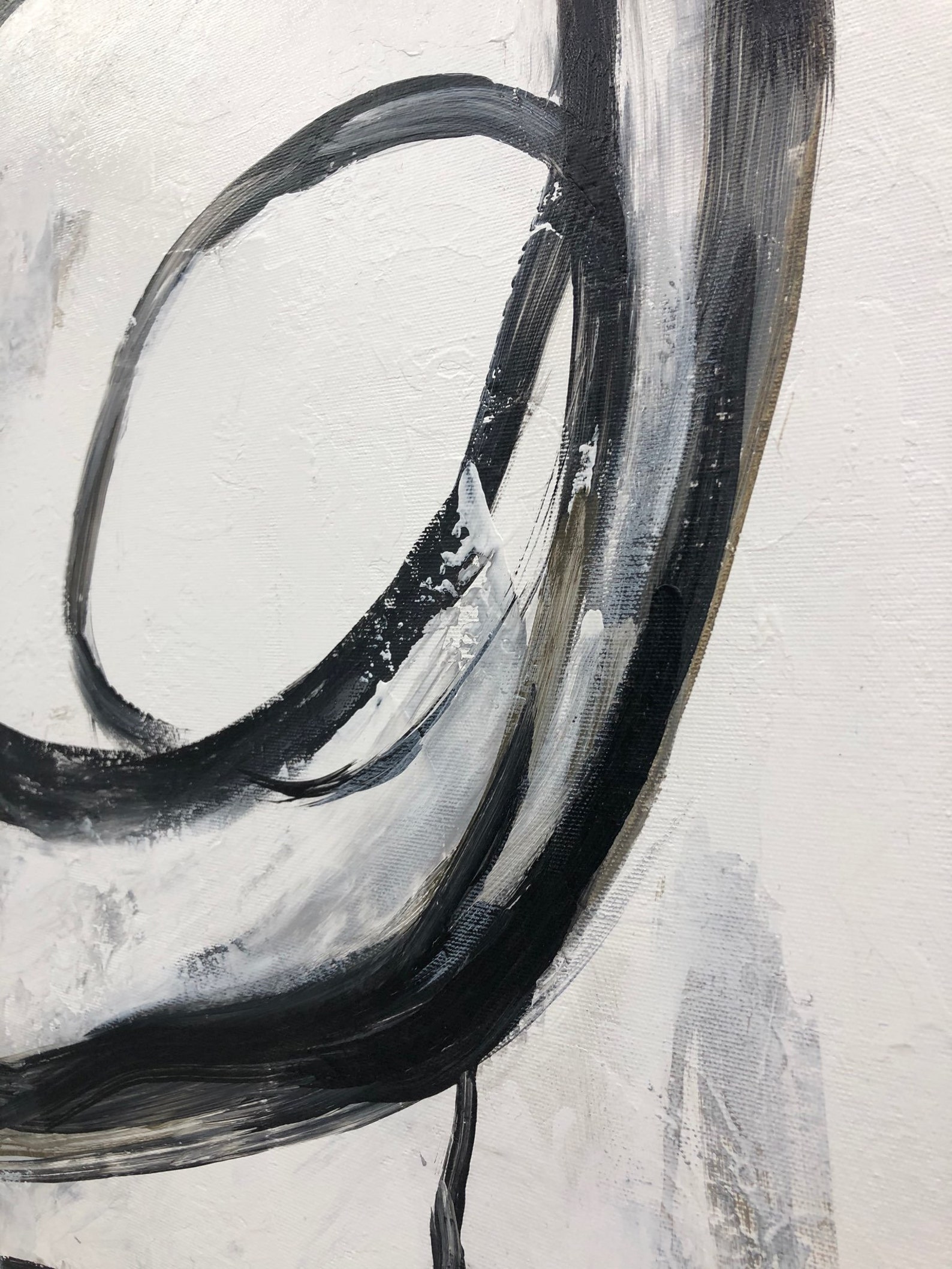 Large Abstract Black and White Circles Paintings on Canvas - Etsy