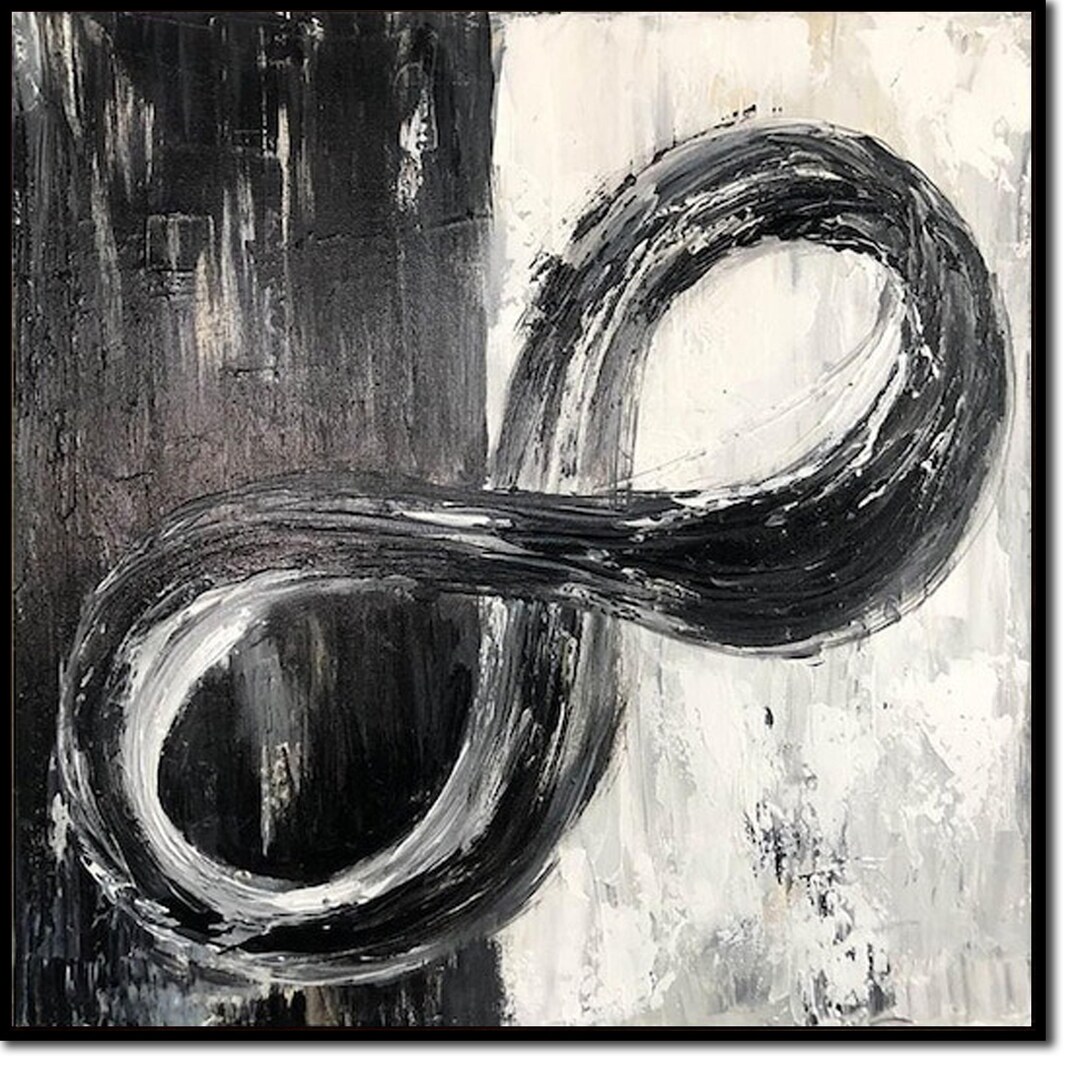 Large Original Infinity Symbol Paintings on Canvas Bold Black and White ...