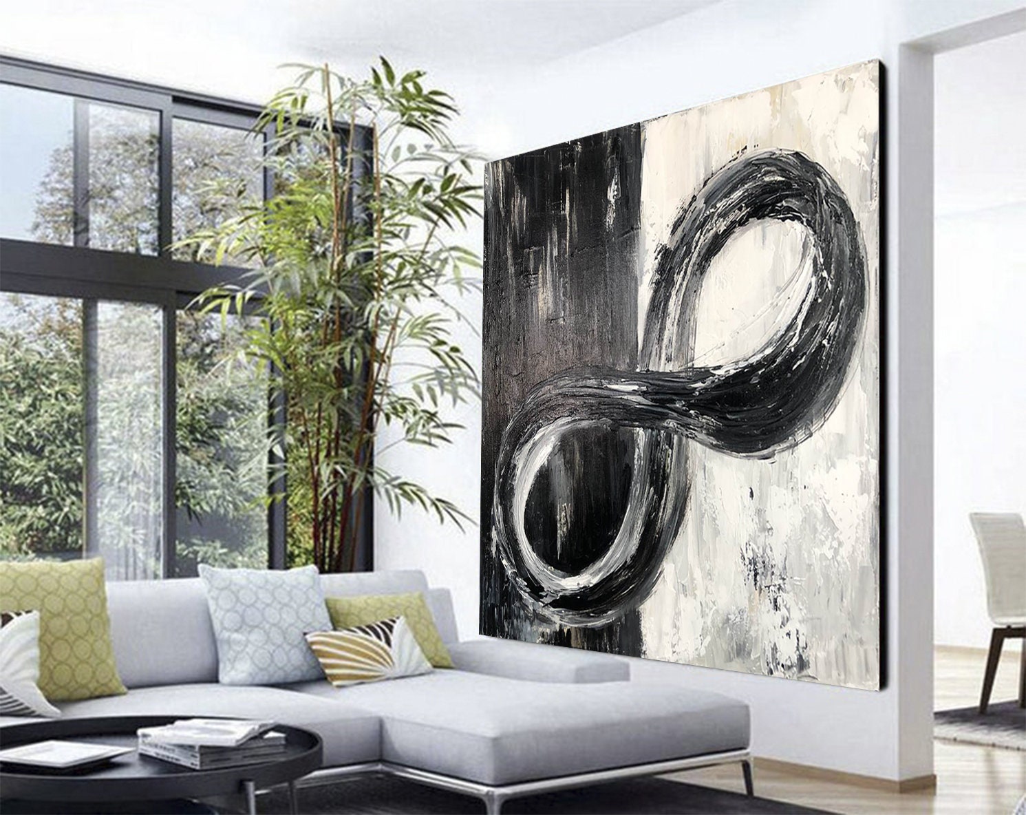 Abstract Infinity Symbol Paintings on Canvas Original Black - Etsy