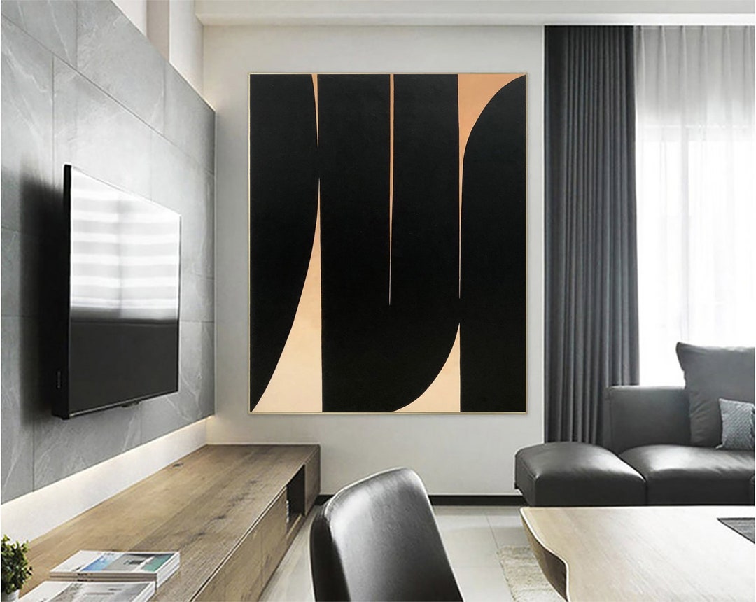 Minimalism Abstract Black and Beige Geometric Shapes Sharp Lines ...