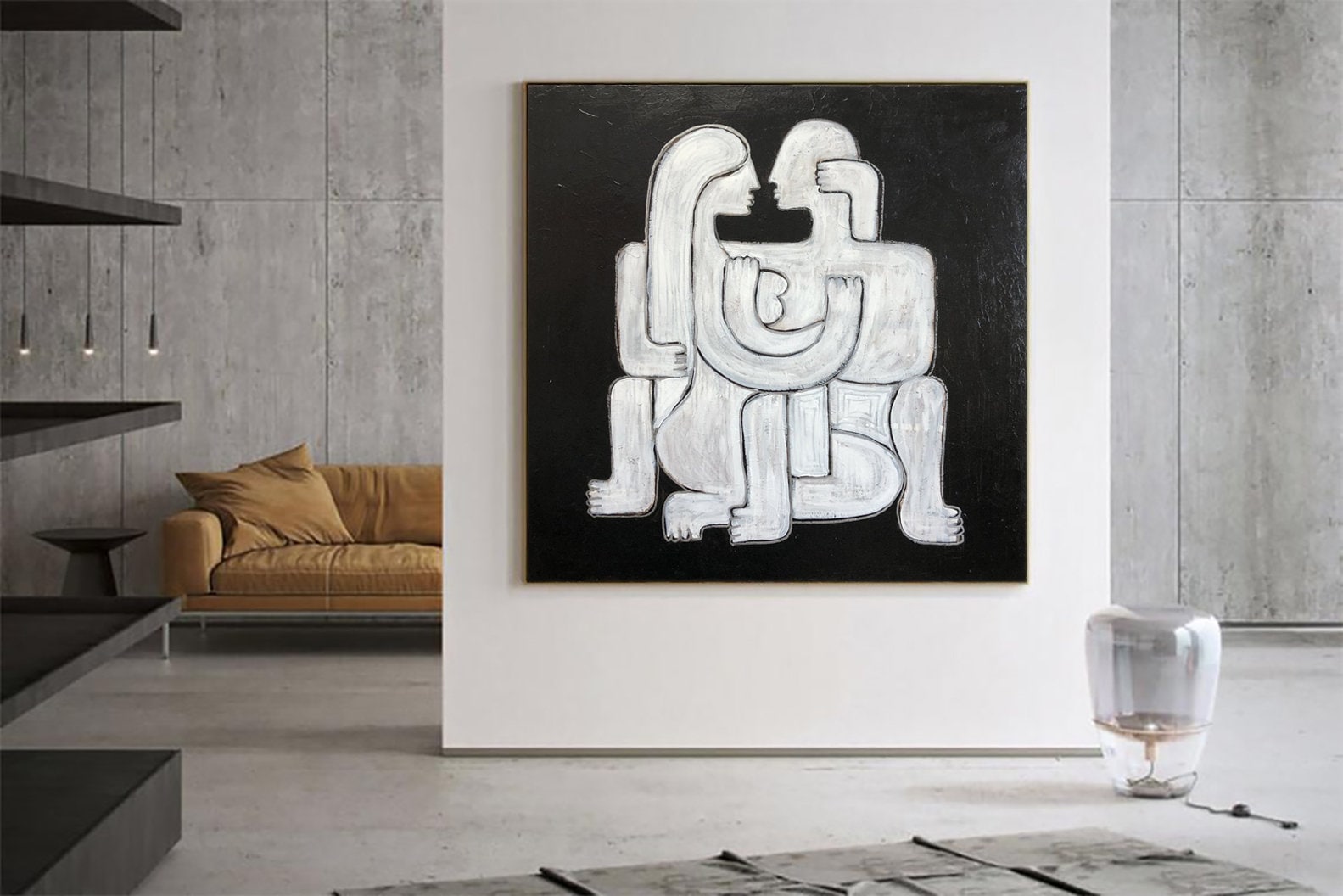 Original Abstract Humans Abstract Black and White Paintings on - Etsy