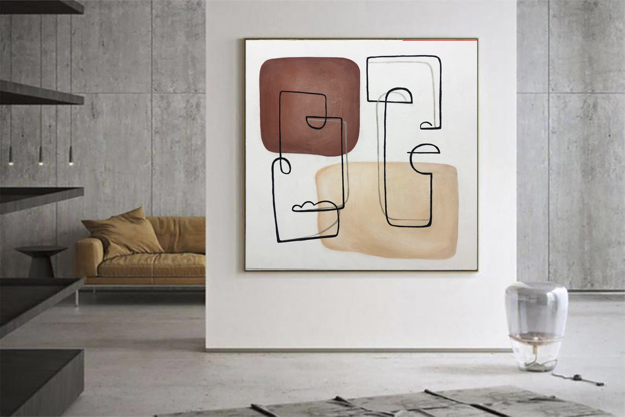 Large Framed Wall Art Beige Paintings on Canvas Fine Art | Etsy