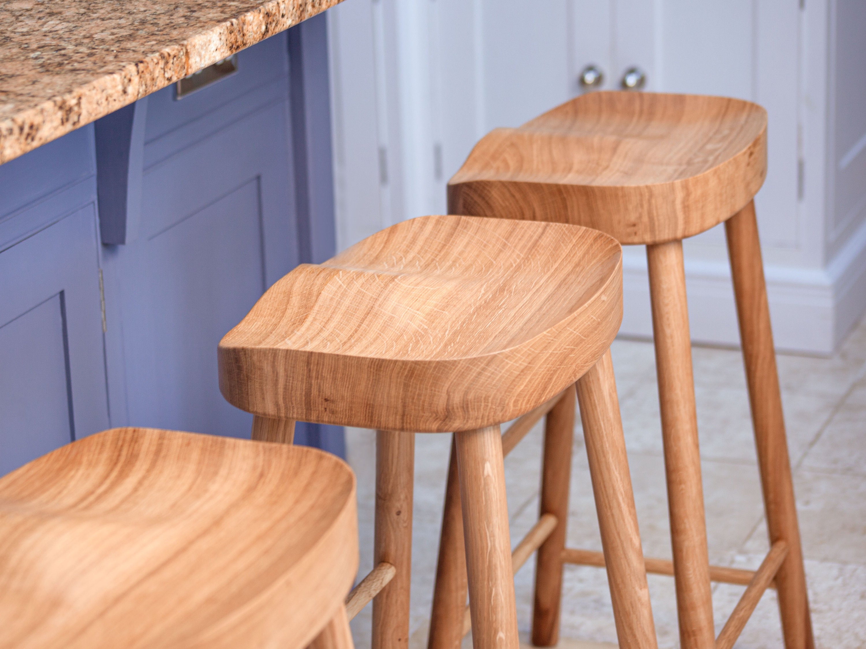 Farmhouse Oak Stool / Solid Oak Kitchen Island Bar Stool / UK - Etsy
