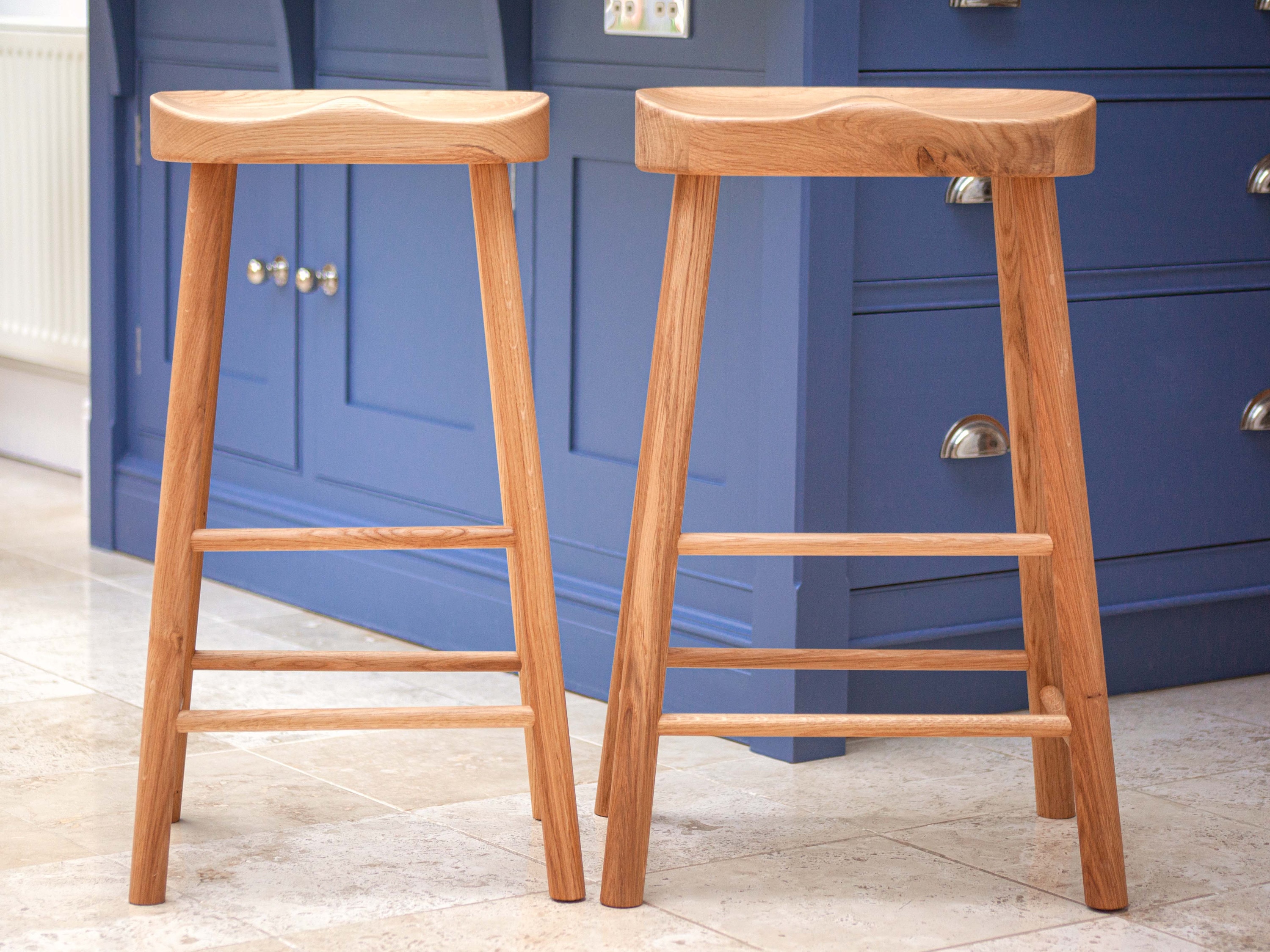 Farmhouse Oak Stool / Solid Oak Kitchen Island Bar Stool / UK - Etsy UK