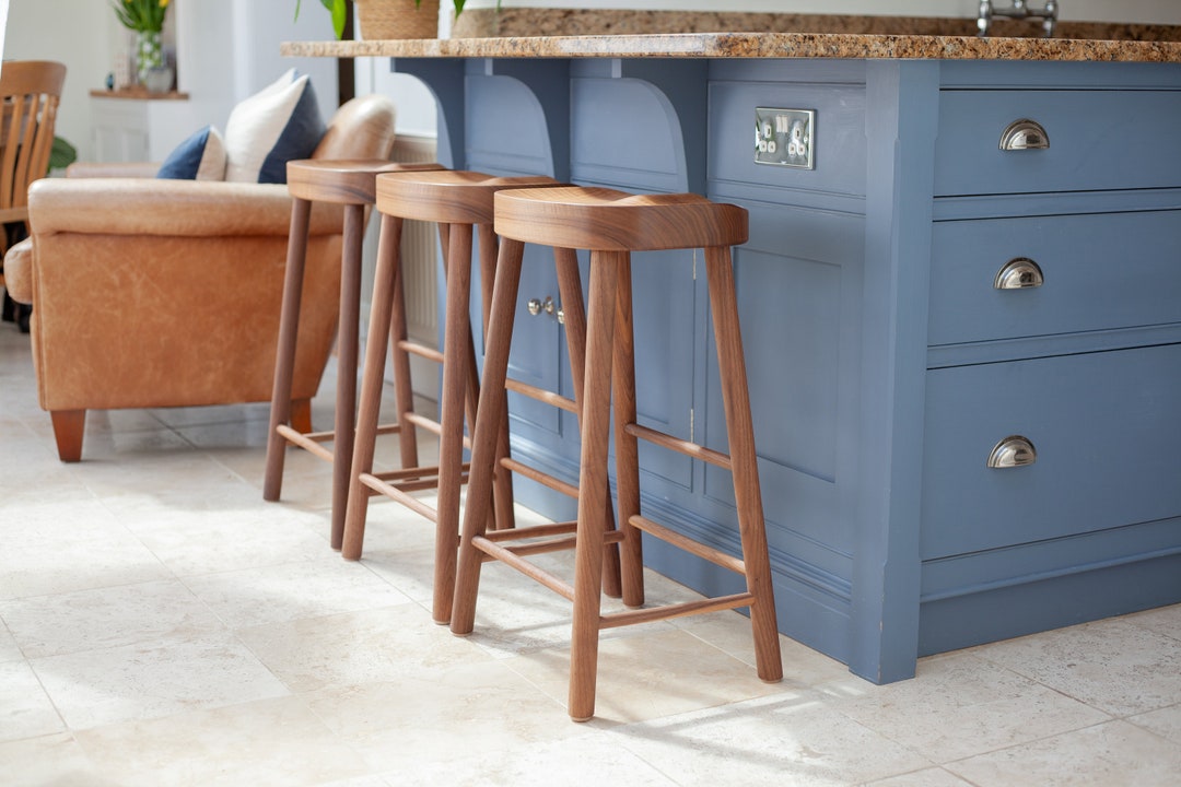 WALNUT FARMHOUSE Stool / Solid Walnut Kitchen Island Bar Stool / UK ...