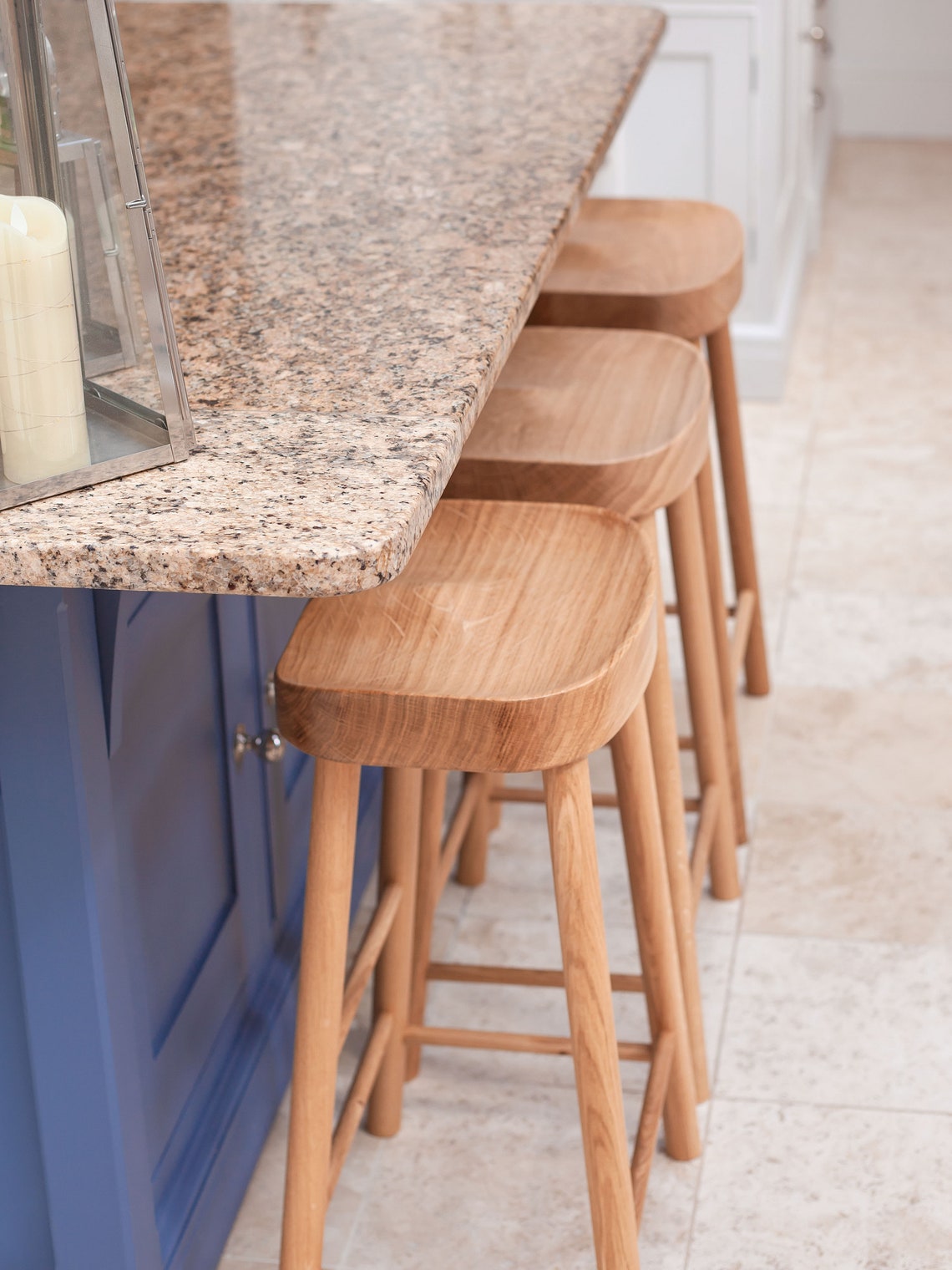 Farmhouse Oak Stool / Solid Oak Kitchen Island Bar Stool / UK - Etsy UK