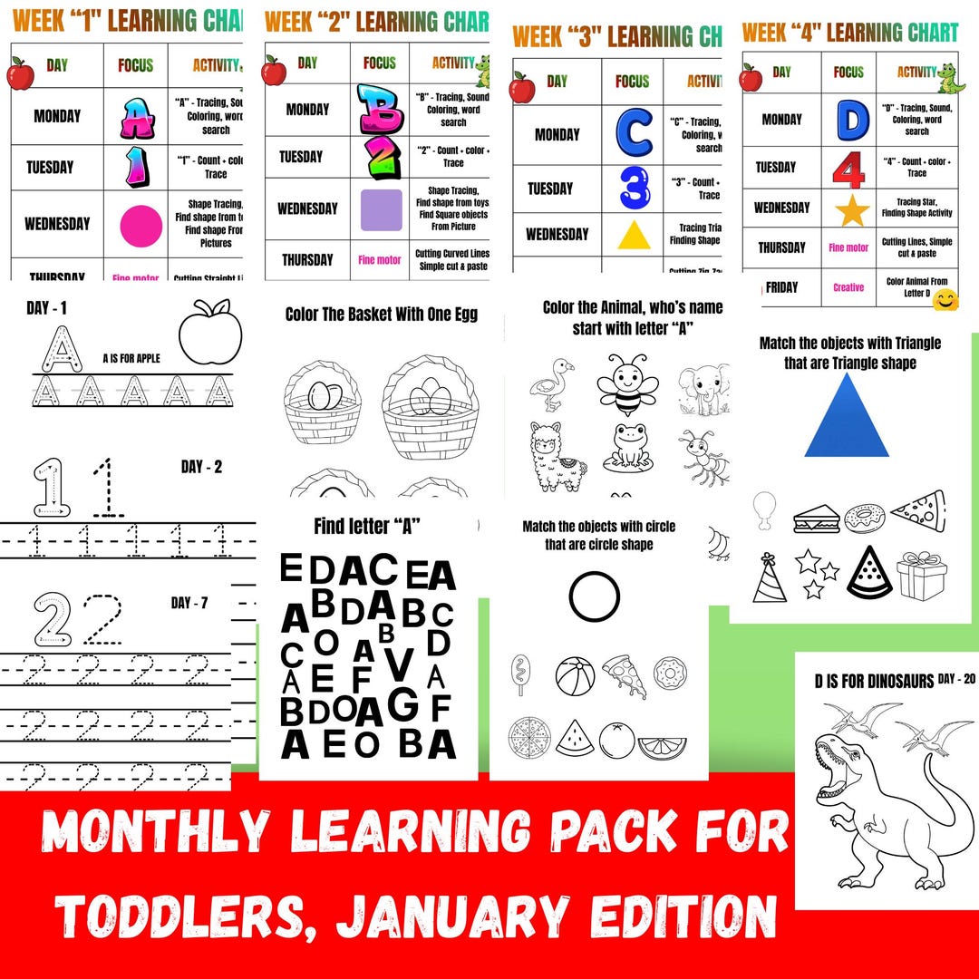 Preschool Learning Pack, Toddler Activity Worksheets, Letters, Numbers ...