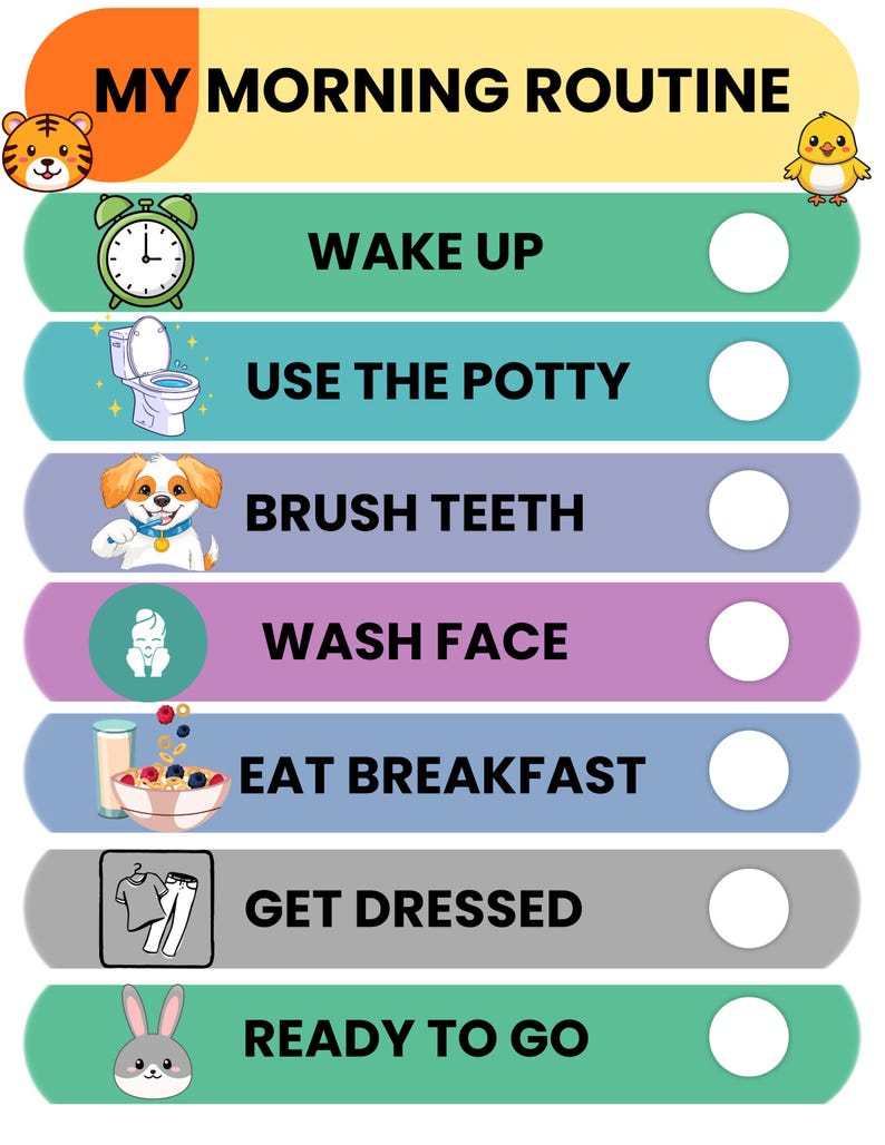 Kids Daily Routine Chart, Editable Canva Template (printable PDF) - Etsy