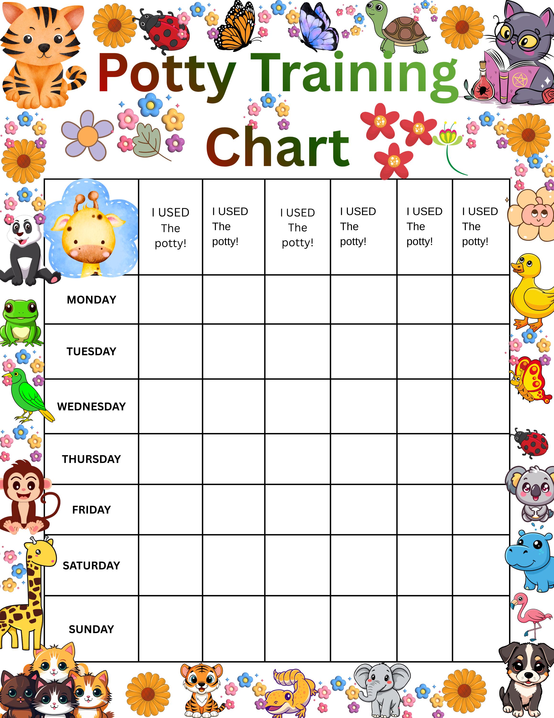 Animal Potty Training Chart With Reward Page (printable) - Etsy