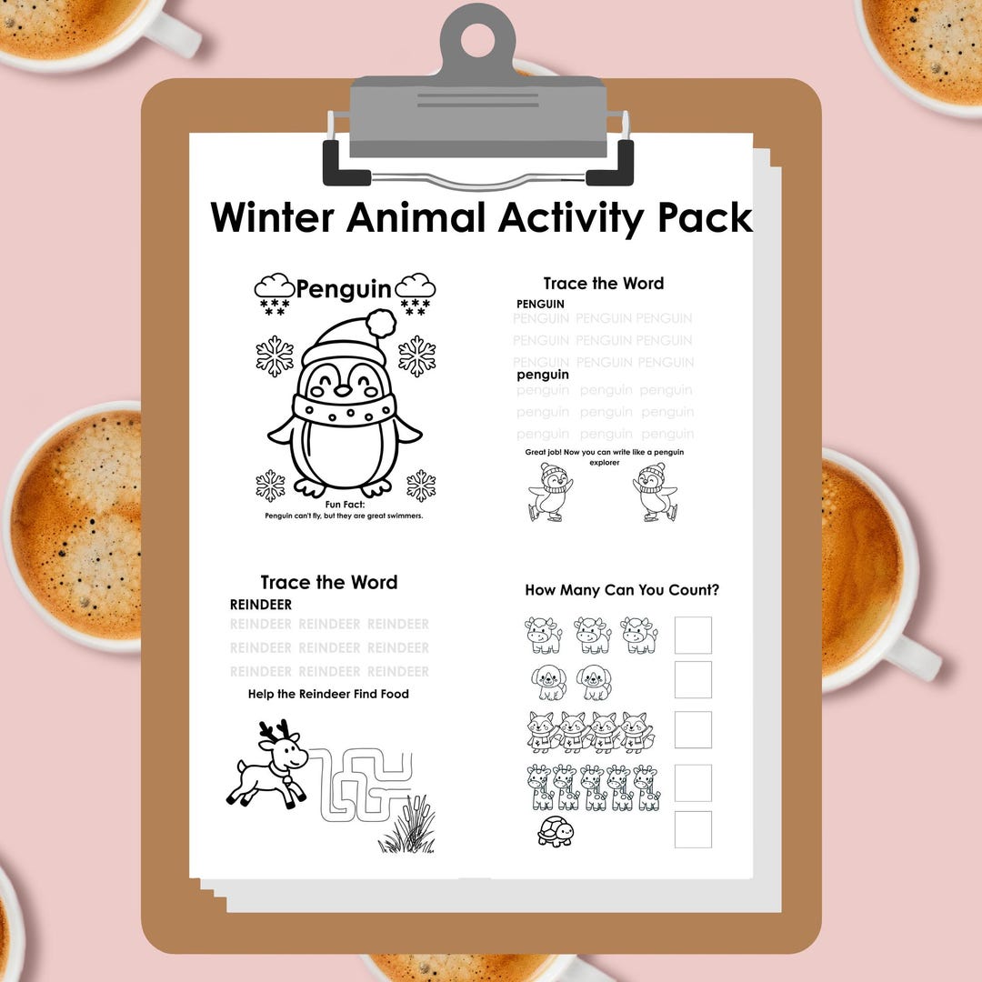 Winter Animal Activity Pack, Fun Educational Activities for Kids to ...