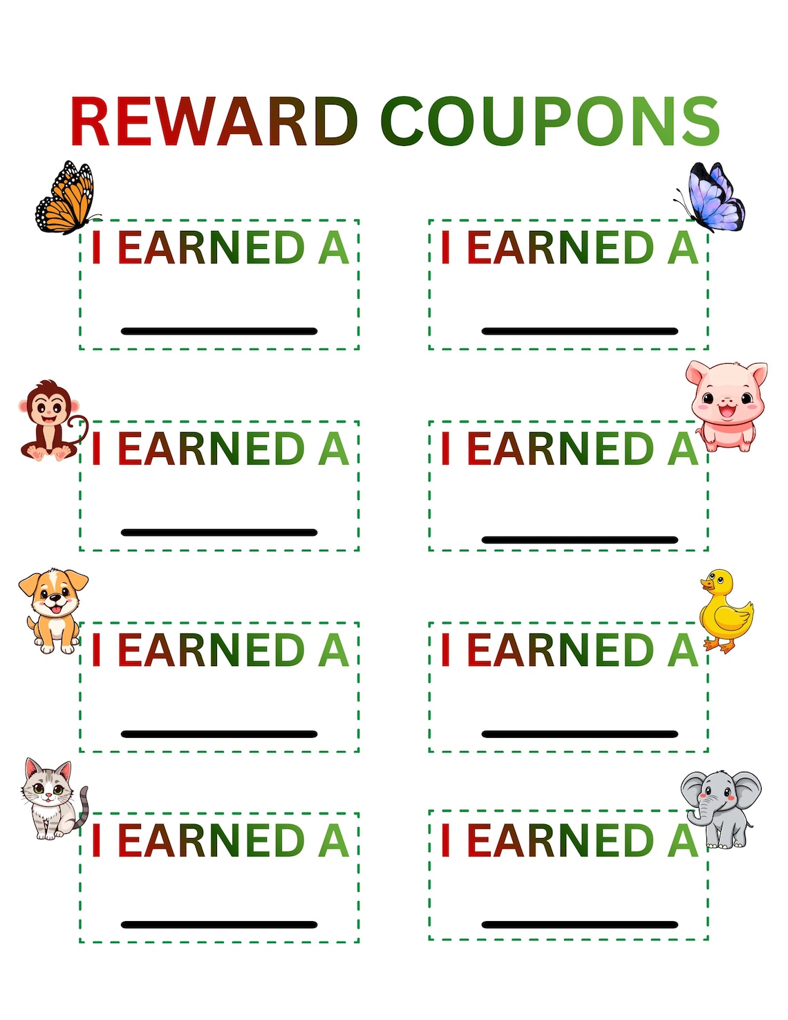 Animal Potty Training Chart With Reward Page (printable) - Etsy