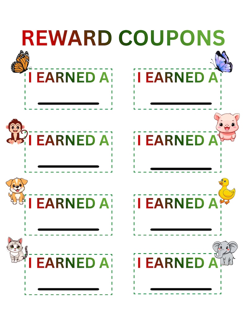 Animal Potty Training Chart With Reward Page (printable) - Etsy