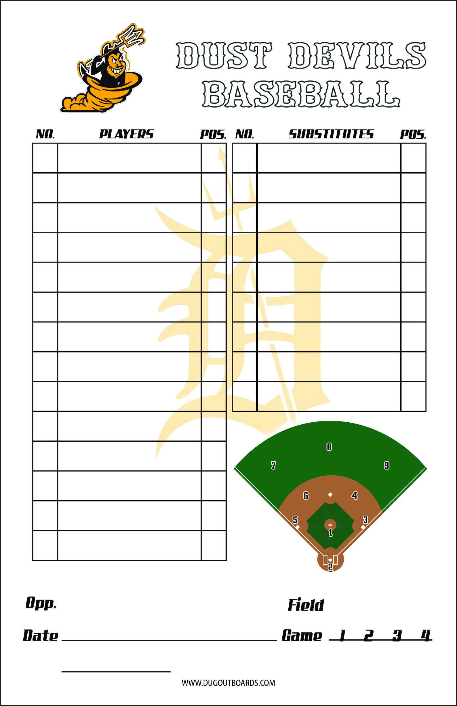 Custom Lineup Cards Baseball or Softball 4 Part Carbonless - Etsy