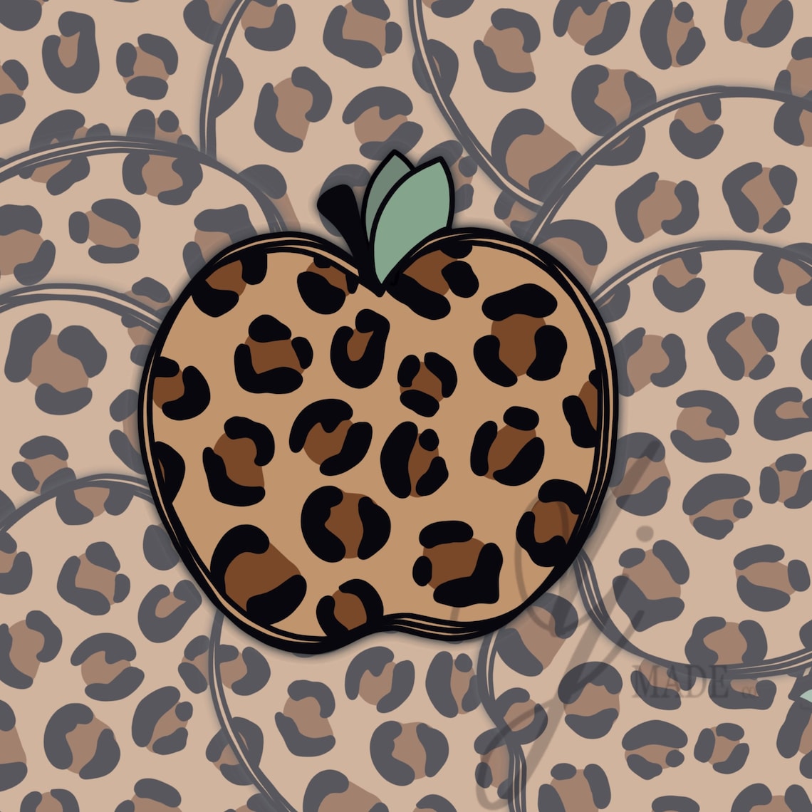 Leopard Apple Vinyl Sticker Decal - Etsy