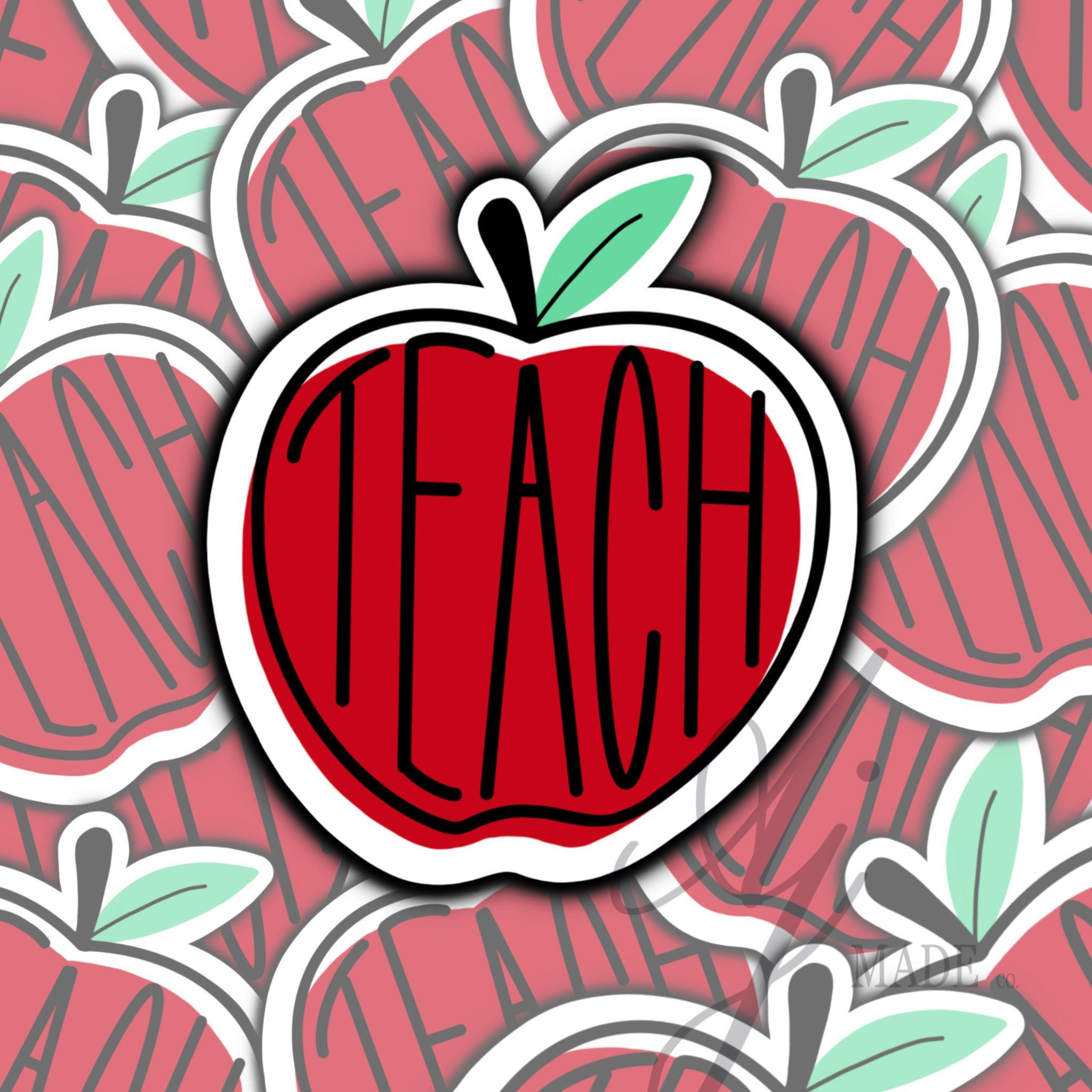 TEACH Apple Vinyl Sticker Decal | Etsy