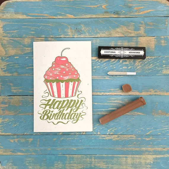 Spliff Card / Birthday Cupcake / Cannabis Gifting Card / | Etsy