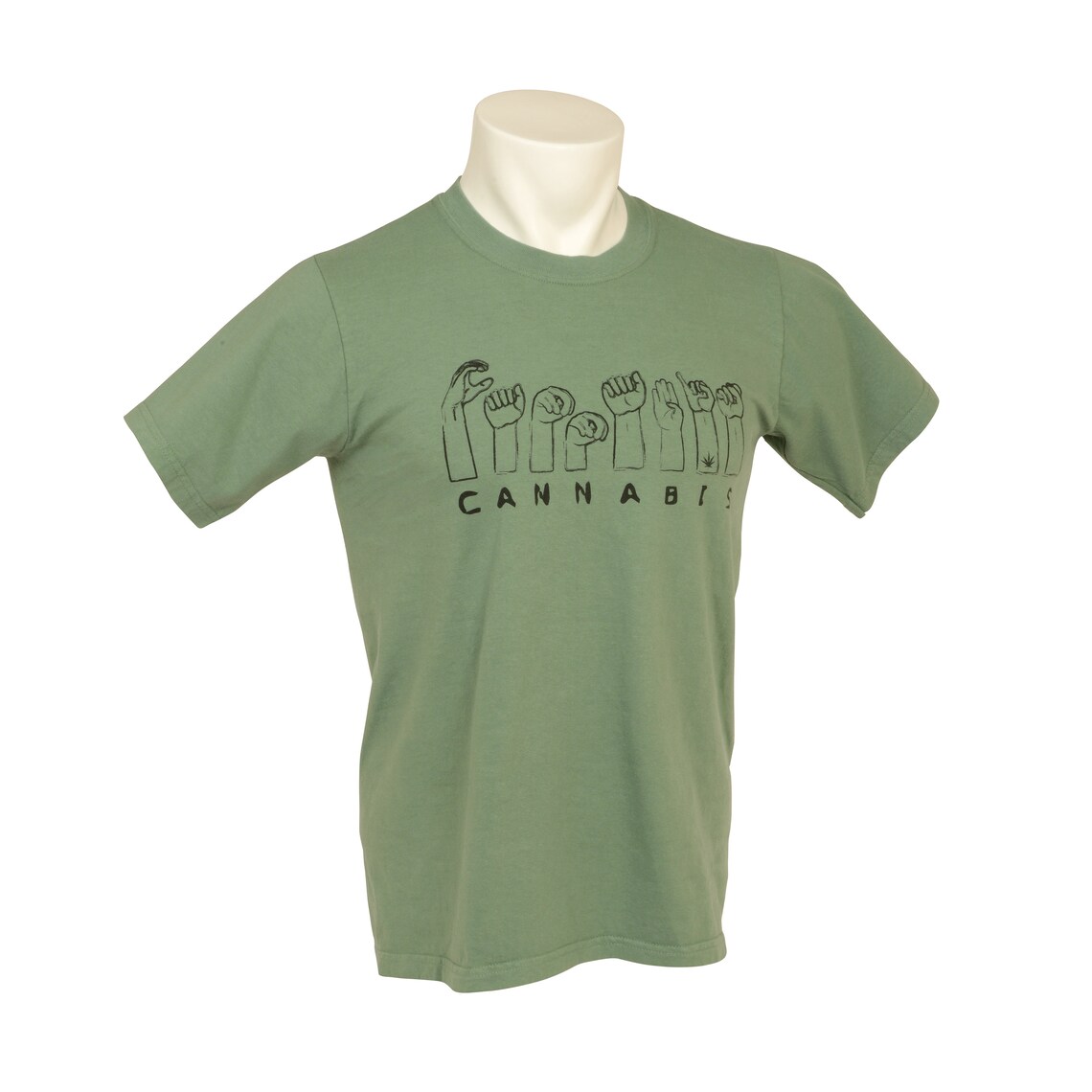Cannabis Sign Language Shirt, Mens, Black, Green, ASL, USA Grown Cotton ...