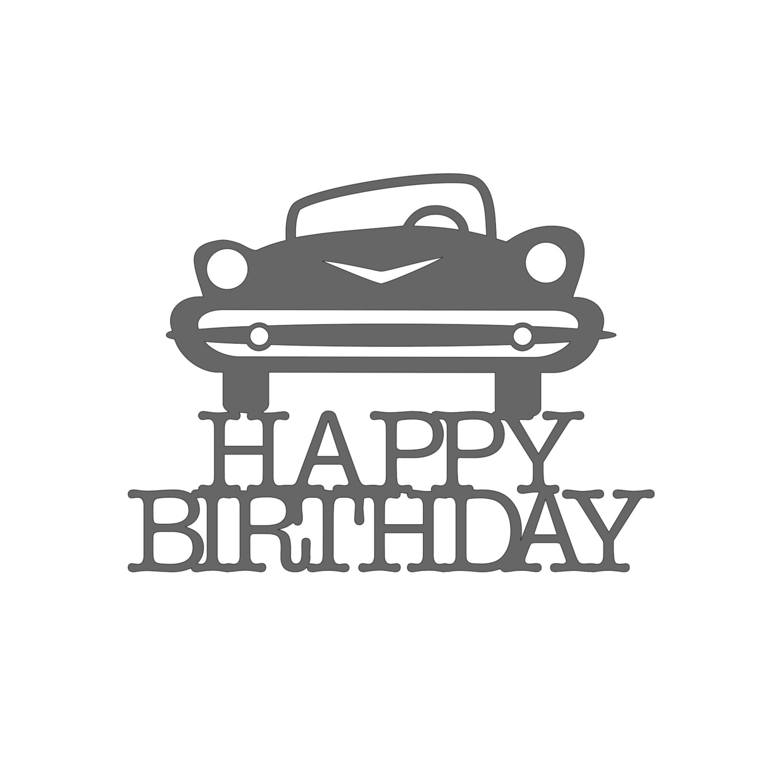 Happy Birthday Retro Car Cake Topper - Classic, Car Theme, 50's ...