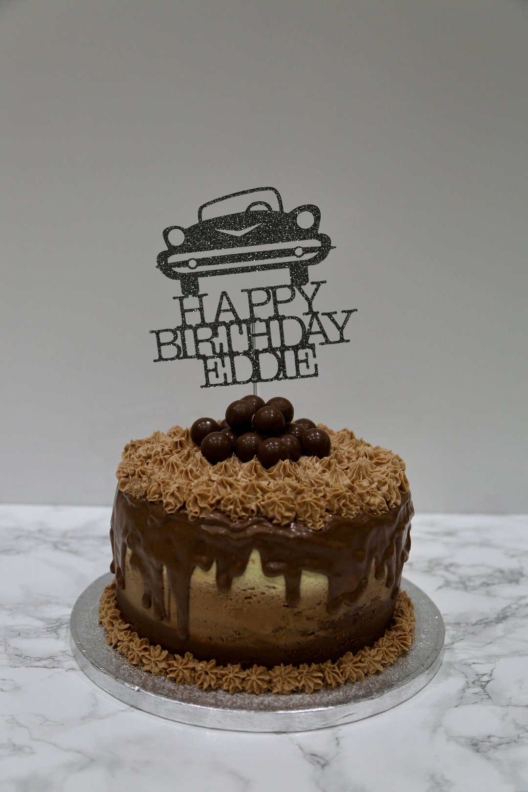 Happy Birthday Retro Car Cake Topper - Customised, Personalised ...