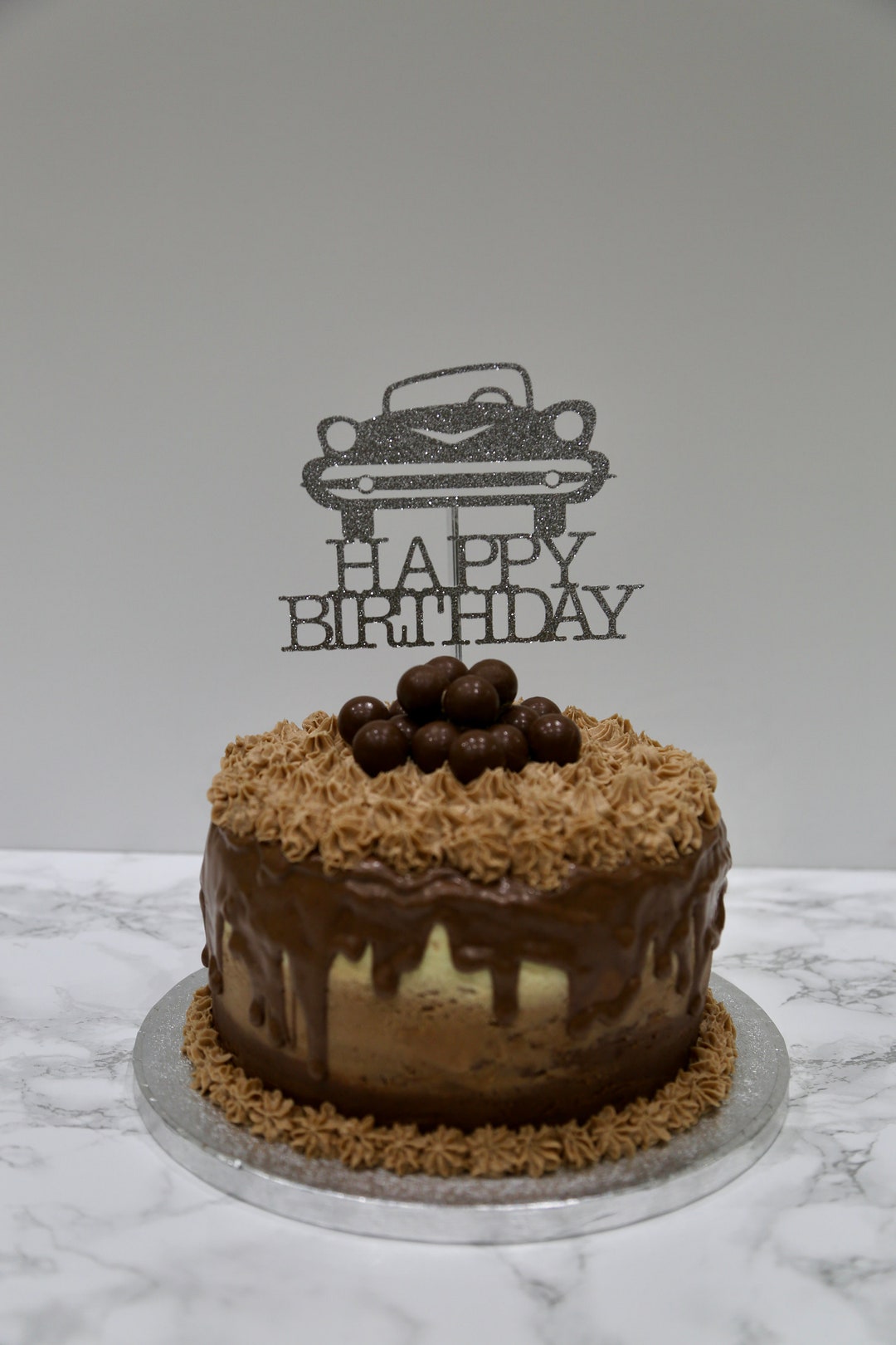 Happy Birthday Retro Car Cake Topper - Classic, Car Theme, 50's ...