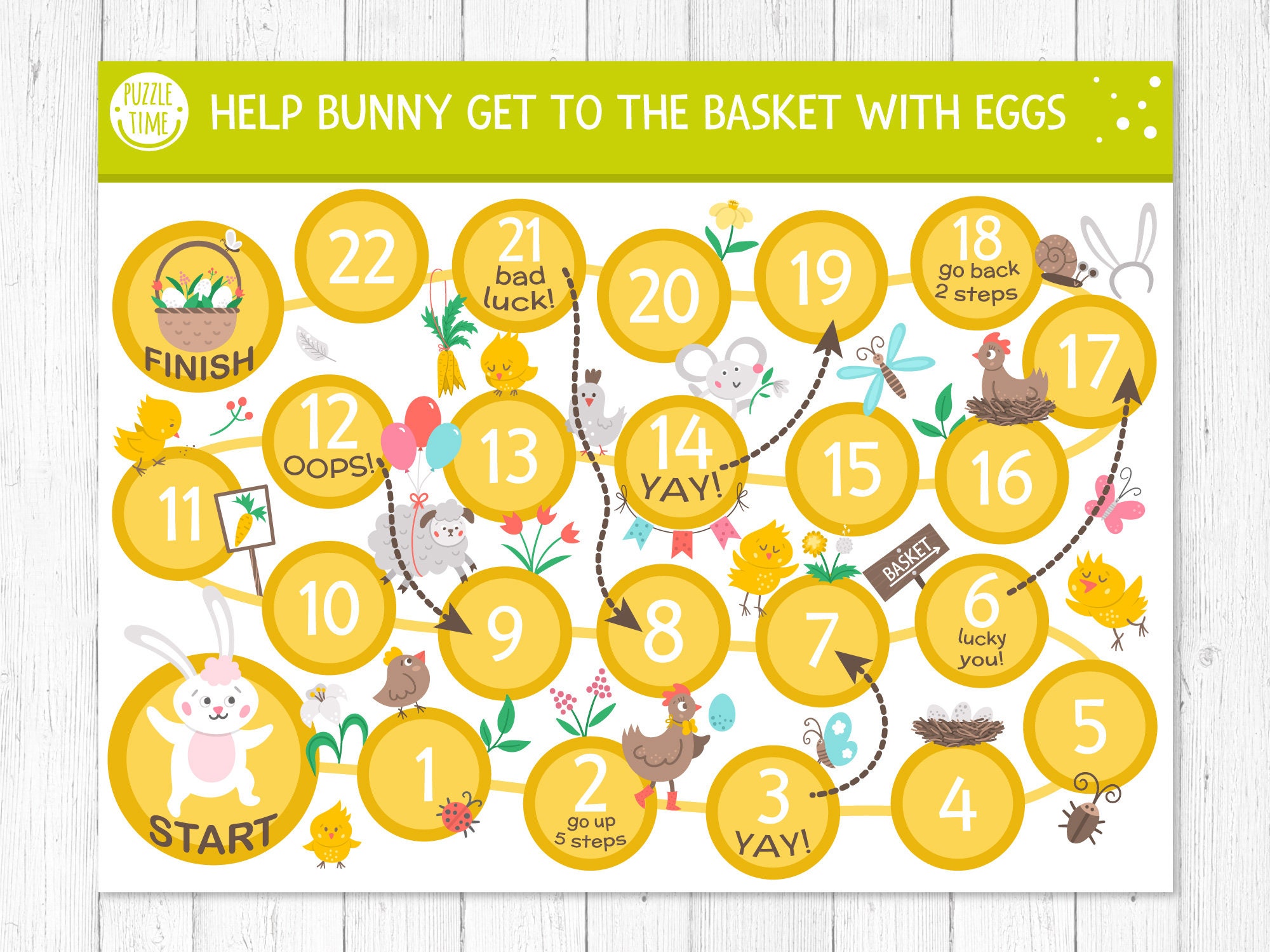 Easter printable board game for kids Boardgame worksheet pdf | Etsy