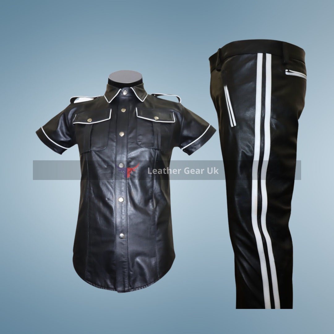 Handmade Leather Police Uniform,genuine Sheep Leather Shirt Mens ...