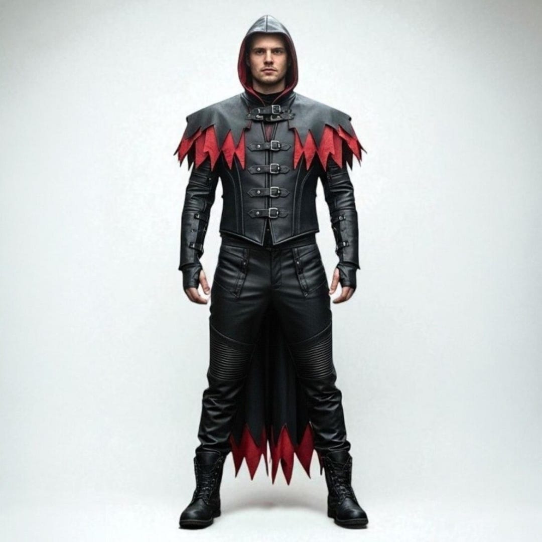 Black Red Leather Demon Costume Set | Gothic Vampire Cosplay Outfit ...
