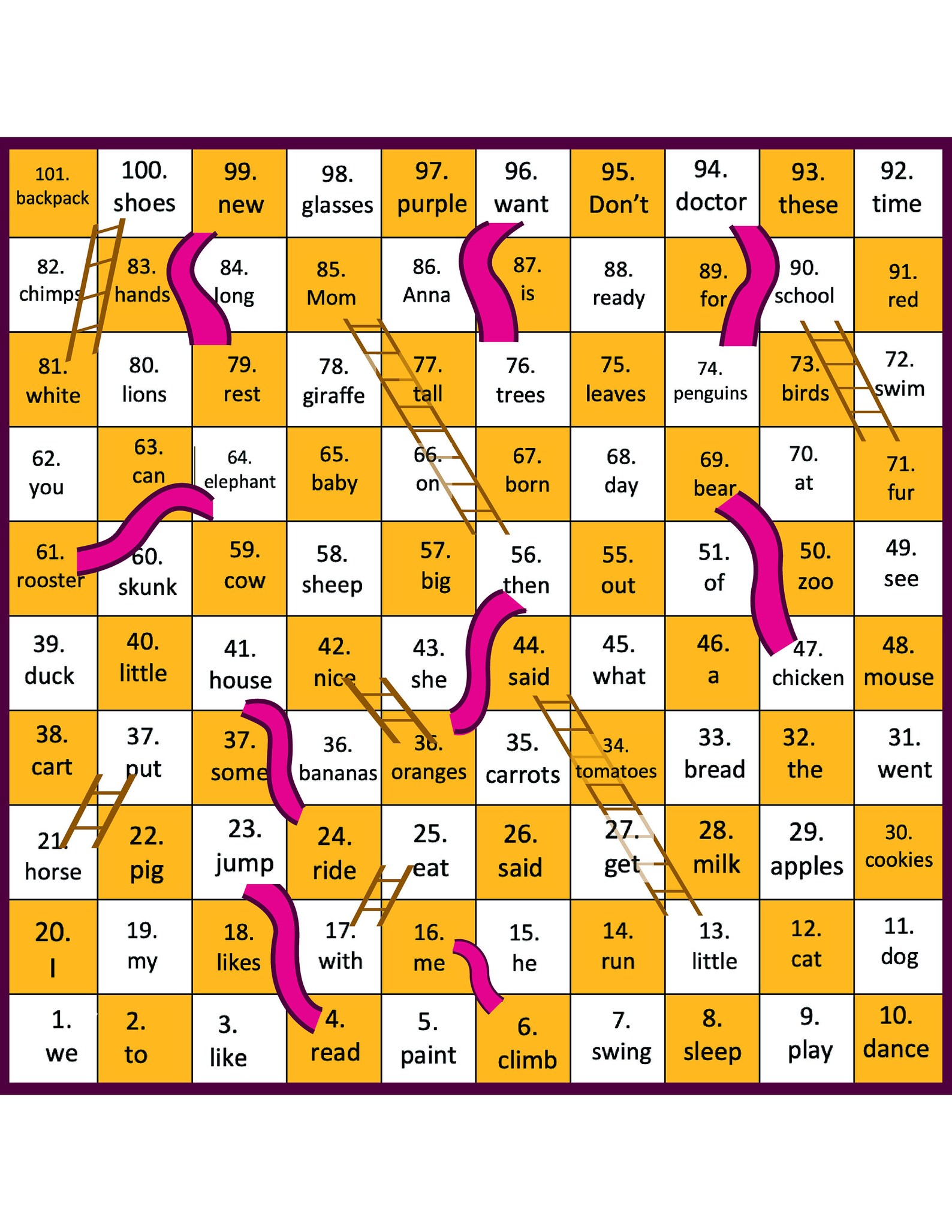 ENGLISH WORDS. Chutes and Ladders - Etsy