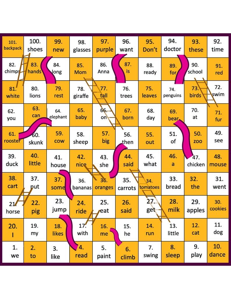 ENGLISH WORDS. Chutes and Ladders - Etsy