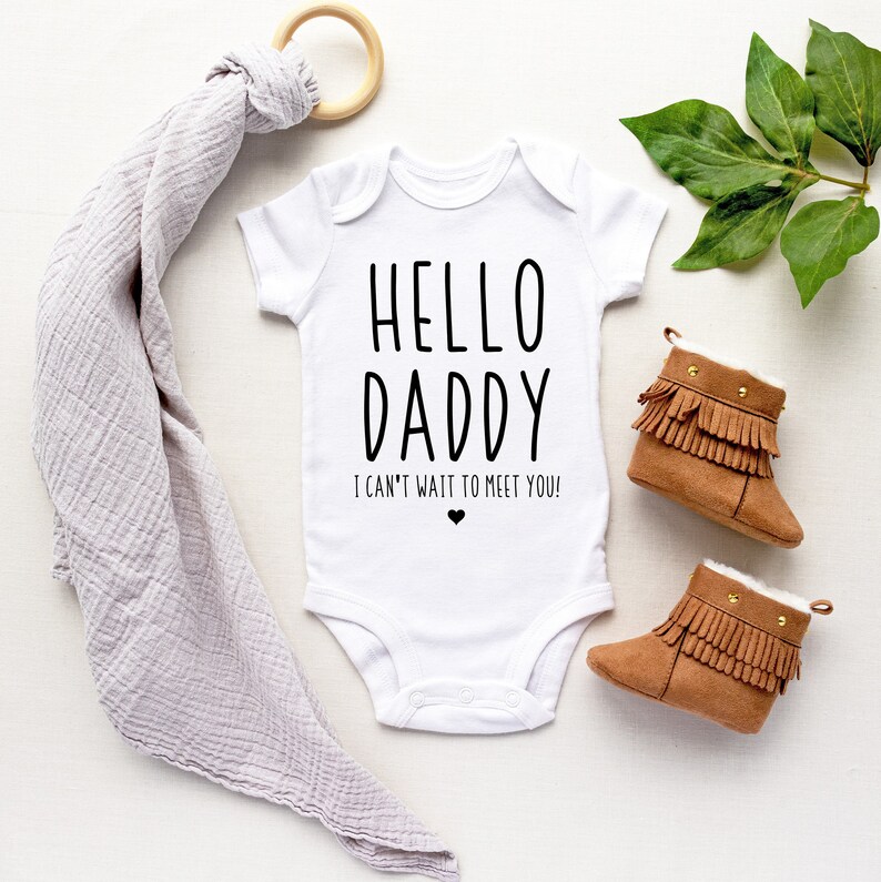 Hello Daddy Cant Wait To Meet You Onesie® Fathers Etsy