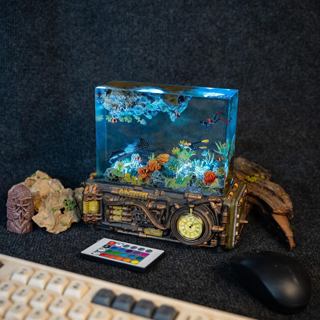 Steampunk Ocean Coral Diver Shark Sting Ray Galaxy Custom Epoxy Resin ...