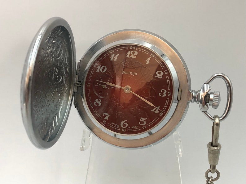 Vintage Mechanical Pocket Watch Molnija - Etsy
