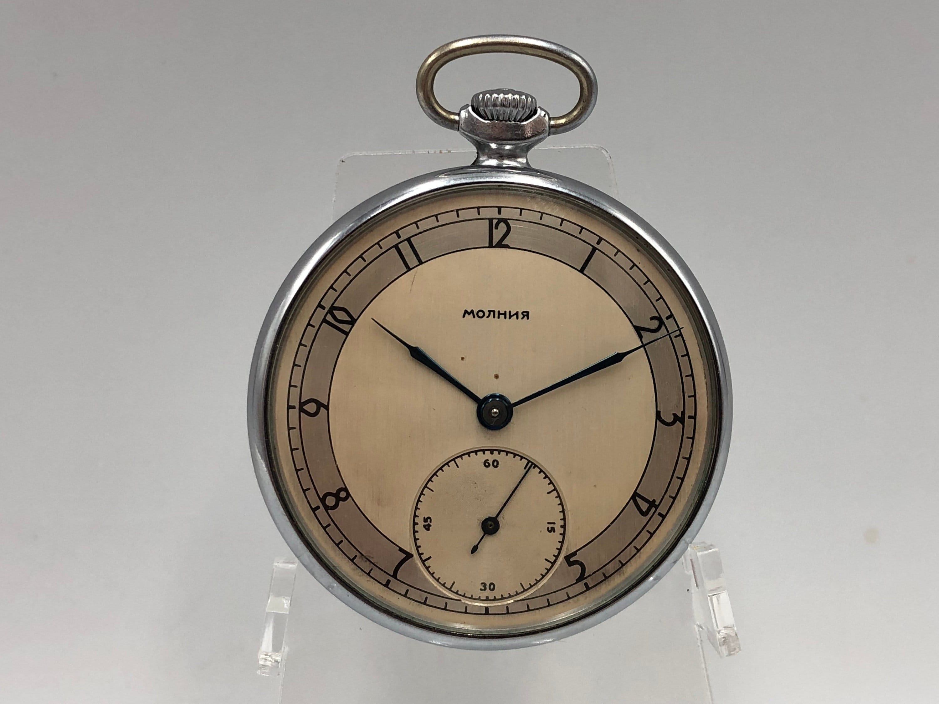 Vintage Mechanical Pocket Watch Molnija Pocket Watch Soviet - Etsy