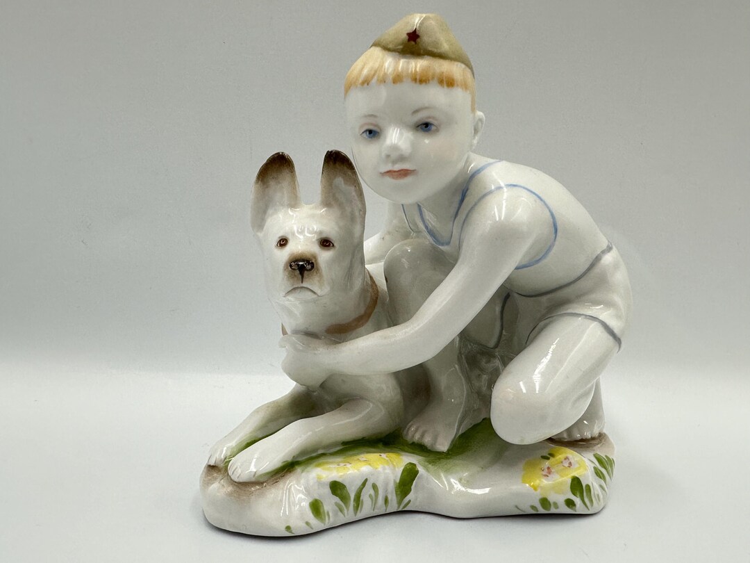 Vintage Porcelain Figurine Boy With Dog LFZ Lomonosov Porcelain Soviet ...