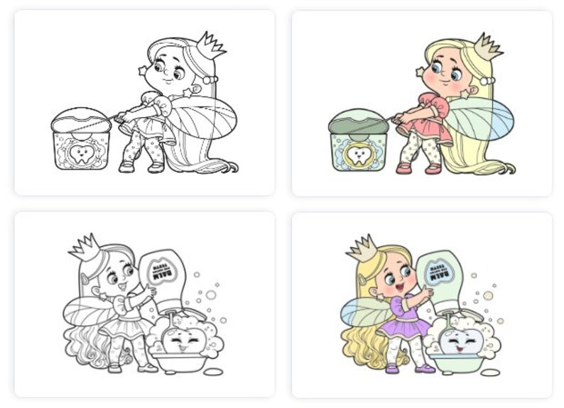 Tooth Fairy Coloring Pages for Kids Educational Coloring Book Dental ...