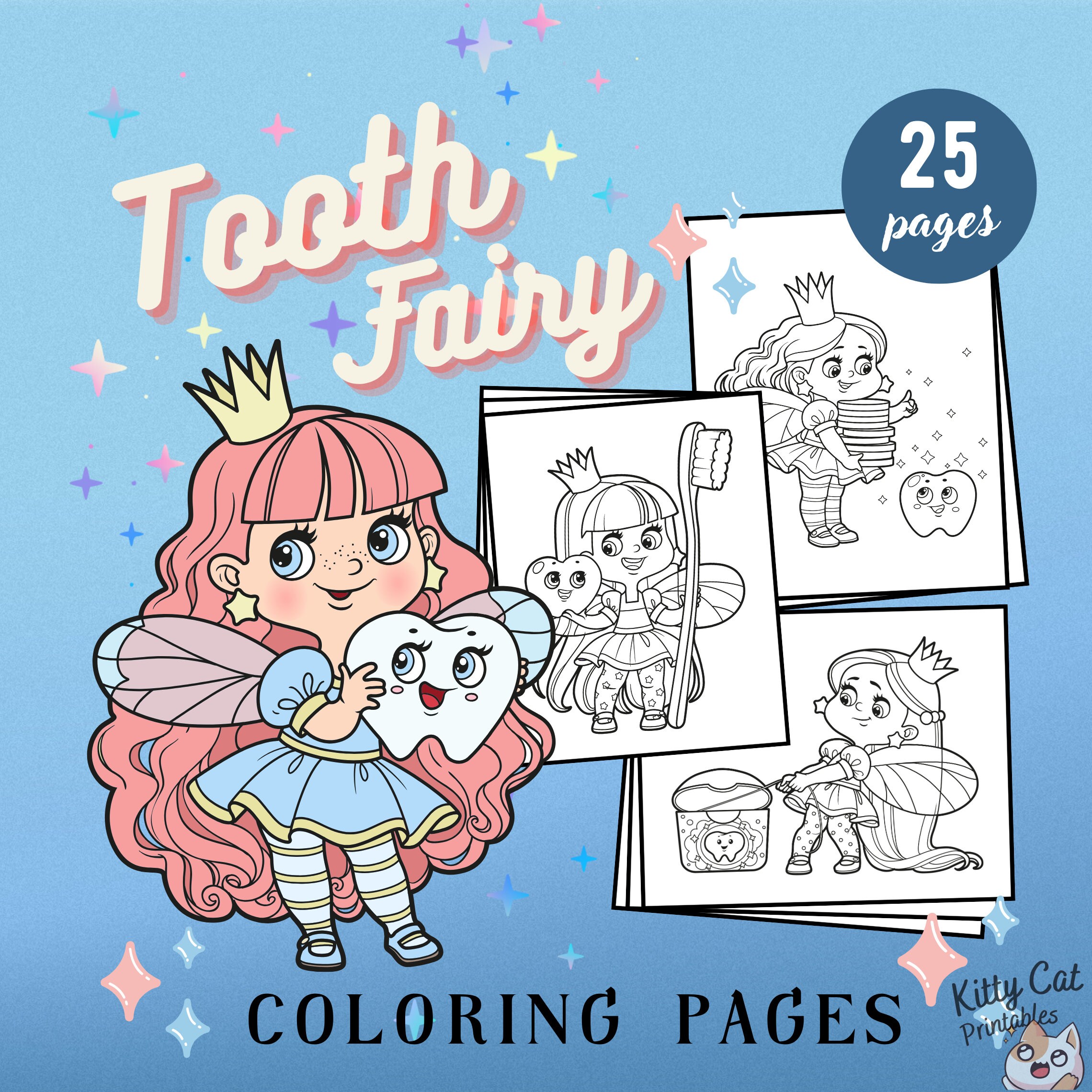 Tooth Fairy Coloring Pages for Kids Educational Coloring Book Dental ...