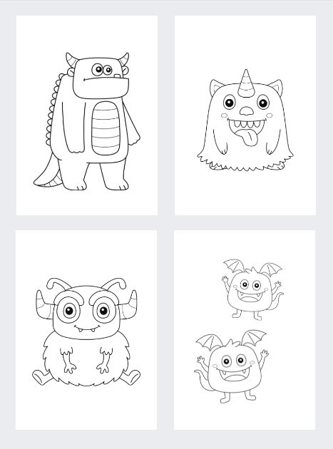 Monster Madness Coloring Pages for Kids Cute Monsters Coloring Book ...