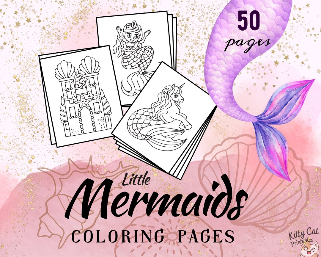 Little Mermaids Coloring Pages for Kids Underwater Adventures With ...
