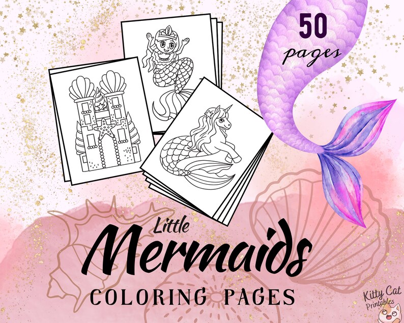 Little Mermaids Coloring Pages for Kids Underwater Adventures With ...