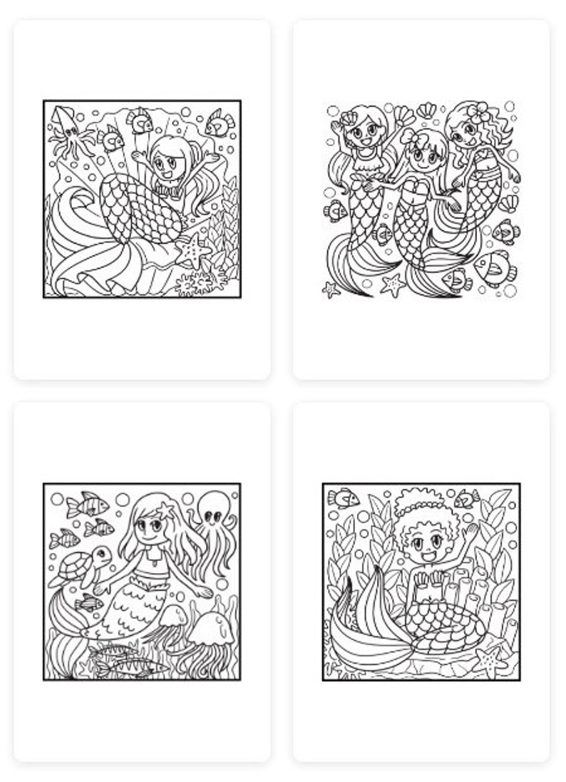 Little Mermaids Coloring Pages for Kids Underwater Adventures With ...
