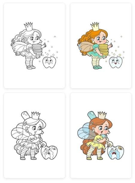 Tooth Fairy Coloring Pages for Kids Educational Coloring Book Dental ...