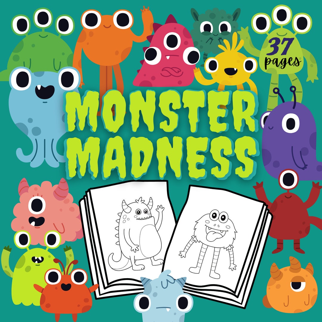 Monster Madness Coloring Pages for Kids Cute Monsters Coloring Book ...