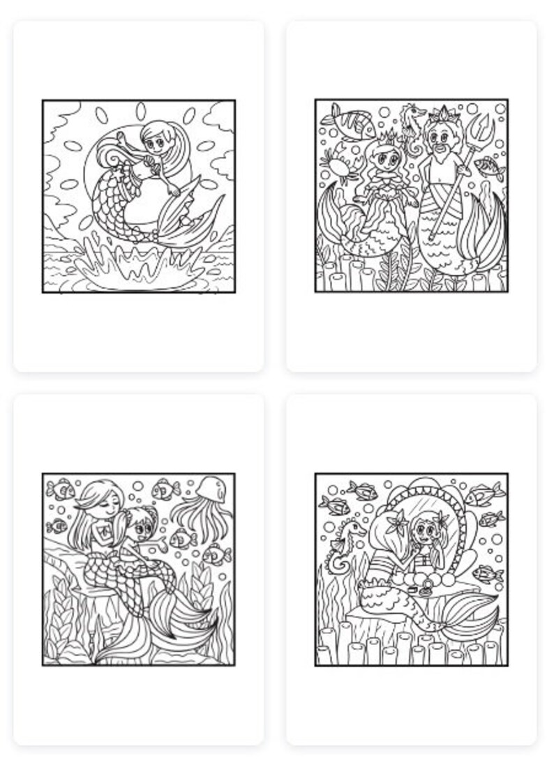 Little Mermaids Coloring Pages for Kids Underwater Adventures With ...