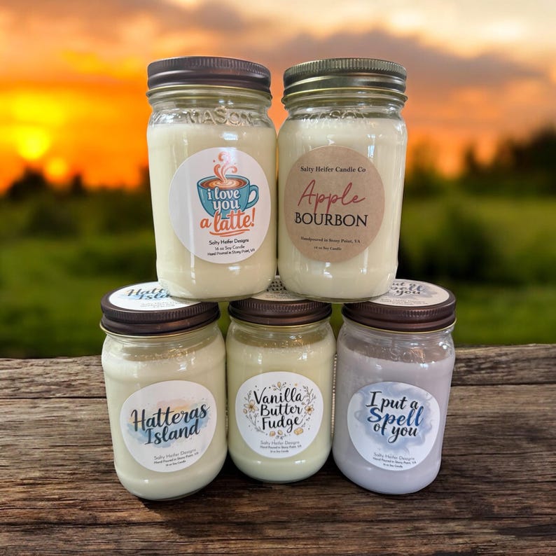 16 Oz Mason Jar Soy Candles - Etsy