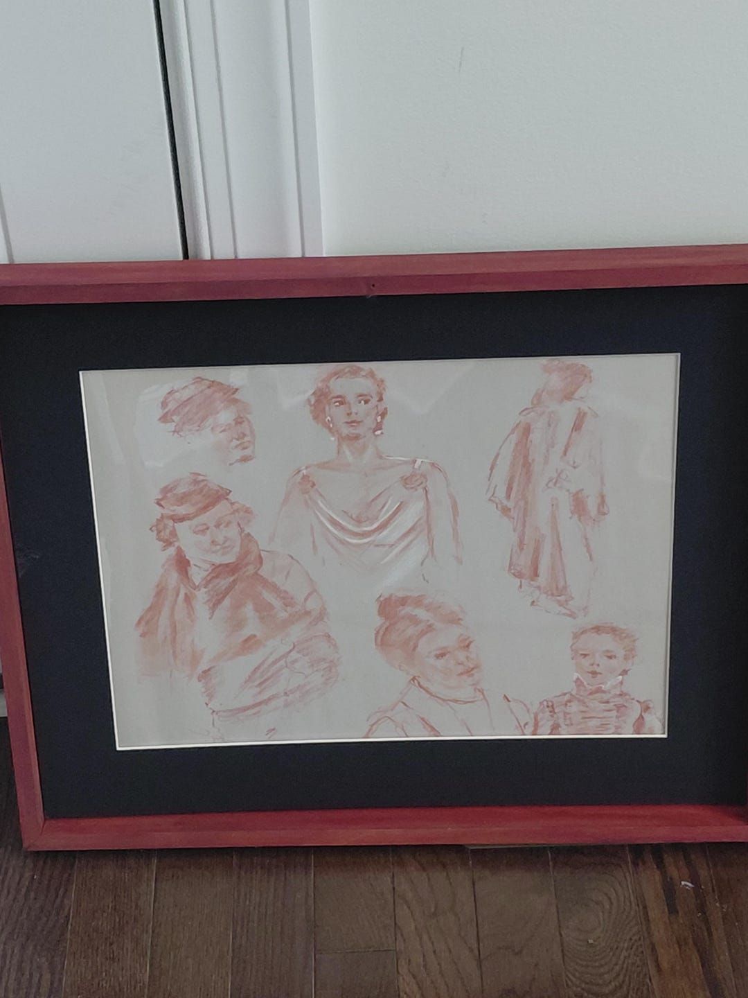 Portraits Study - Original Sanguine Charcoal Drawing on Paper (14 X 17 ...
