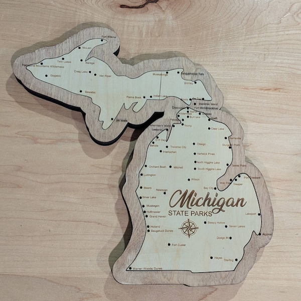 State Park Map Michigan - Etsy